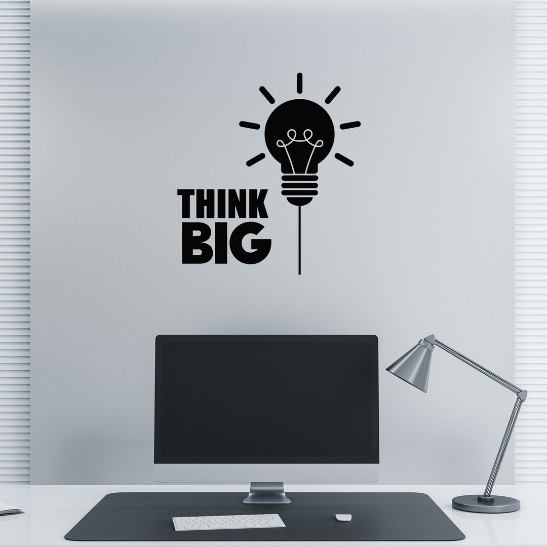 Think Big Vinyl Wall Decal Office Room Lightbulbs Inspirational Words ...
