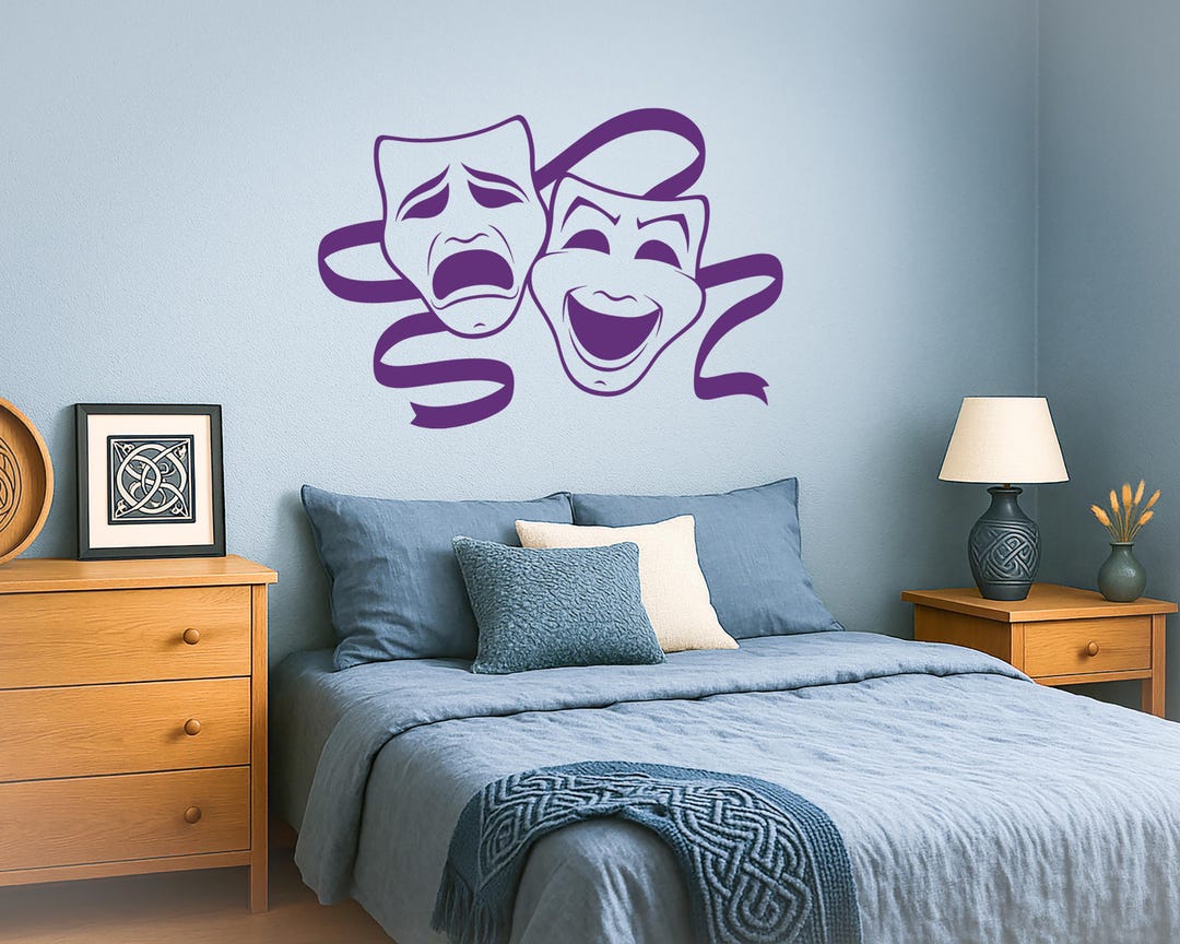 Theater Masks Vinyl Wall Decal Comedy Tragedy Theatrical Art Drama ...