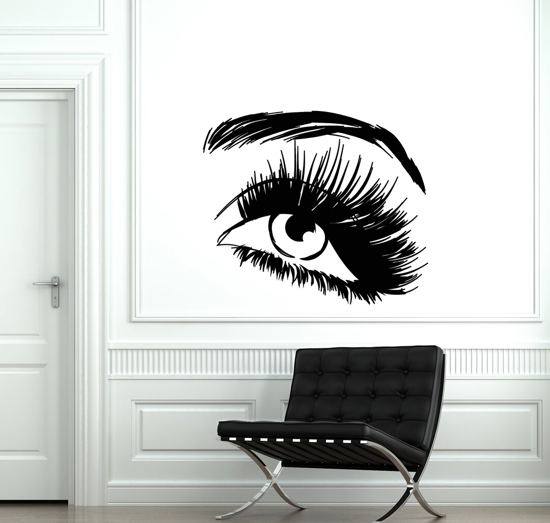 Female Eye Vinyl Wall Decal Eyelashes Eyebrow Beauty Salon Stickers ...