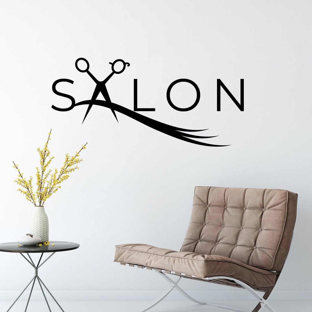 Hair Beauty Salon Vinyl Wall Decal Sign Word Scissors Hairdressing ...