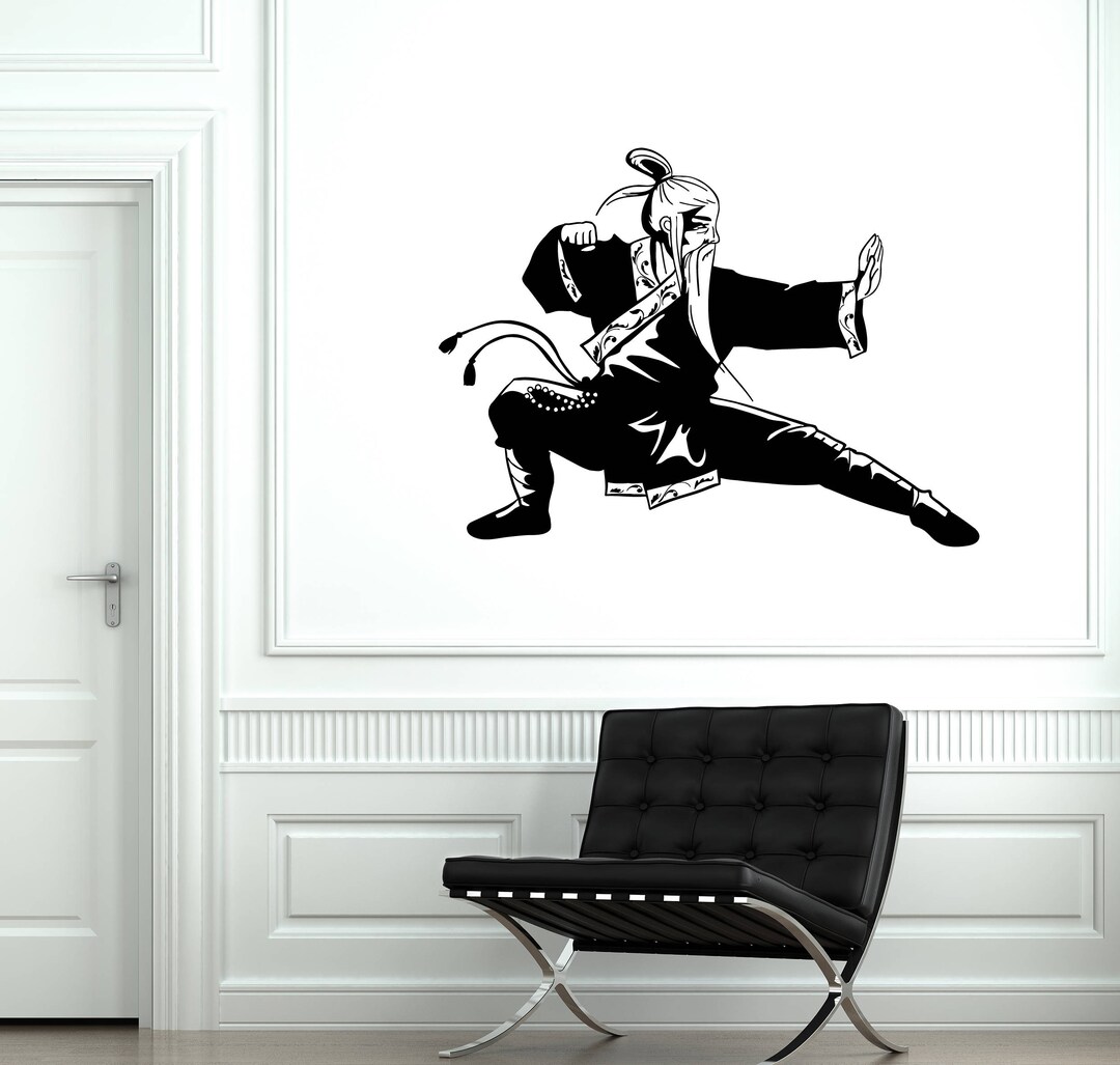 Old Kung Fu Warrior Vinyl Wall Decal Asian Fighter Martial Art Stickers ...