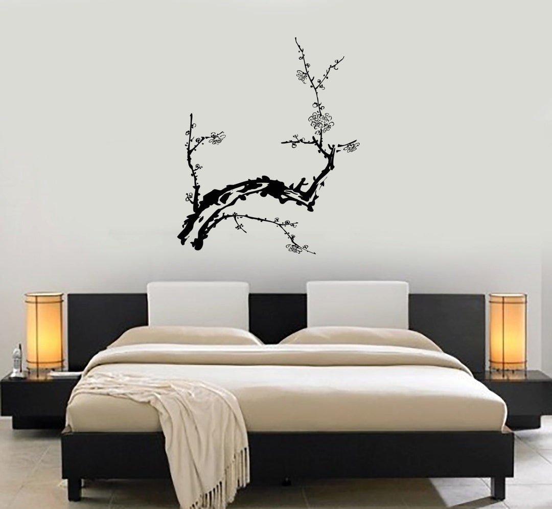 Sakura Tree Branch Vinyl Wall Decal, Elegant Cherry Blossom Decor for ...