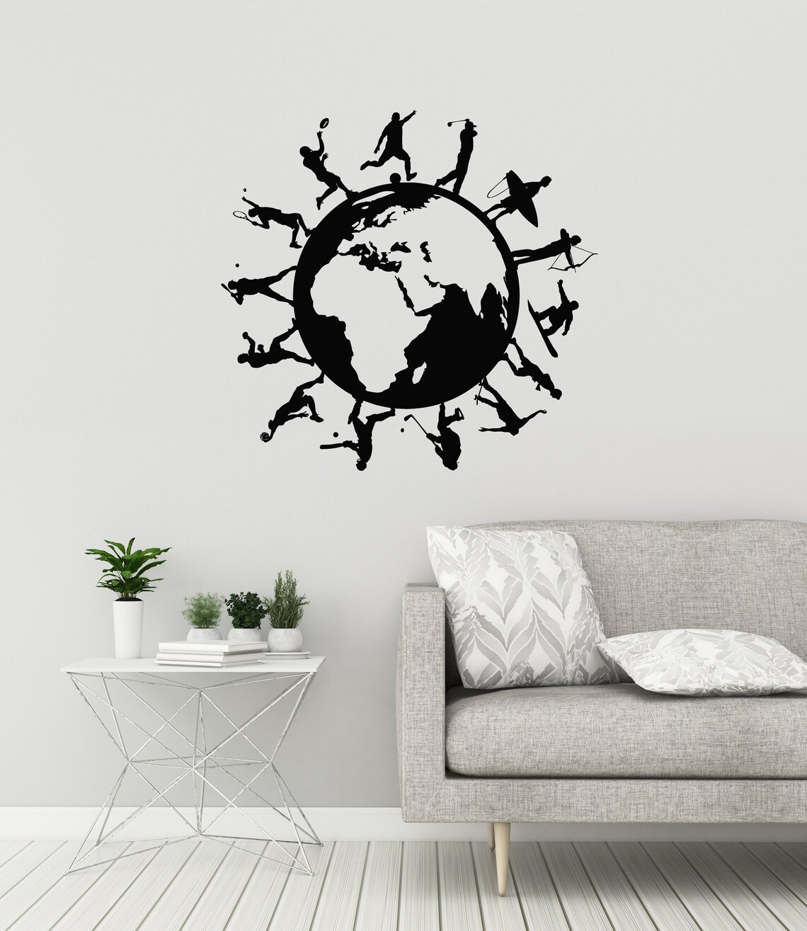 Sports Planet Earth Vinyl Wall Decal Healthy Lifestyle Gym Decoration ...