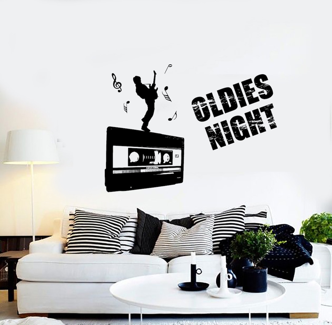 Wall Decal Music Rock Guitar Oldies Night Notes Vinyl Sticker Mural Art ...