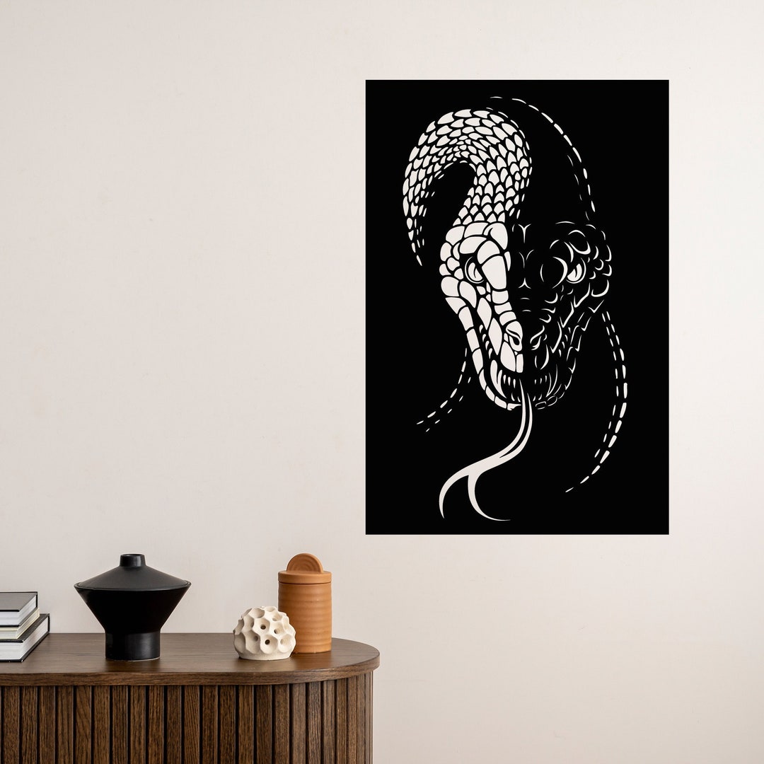 Snake Vinyl Wall Decal Reptile Dangerous Dark Background Stickers Mural ...