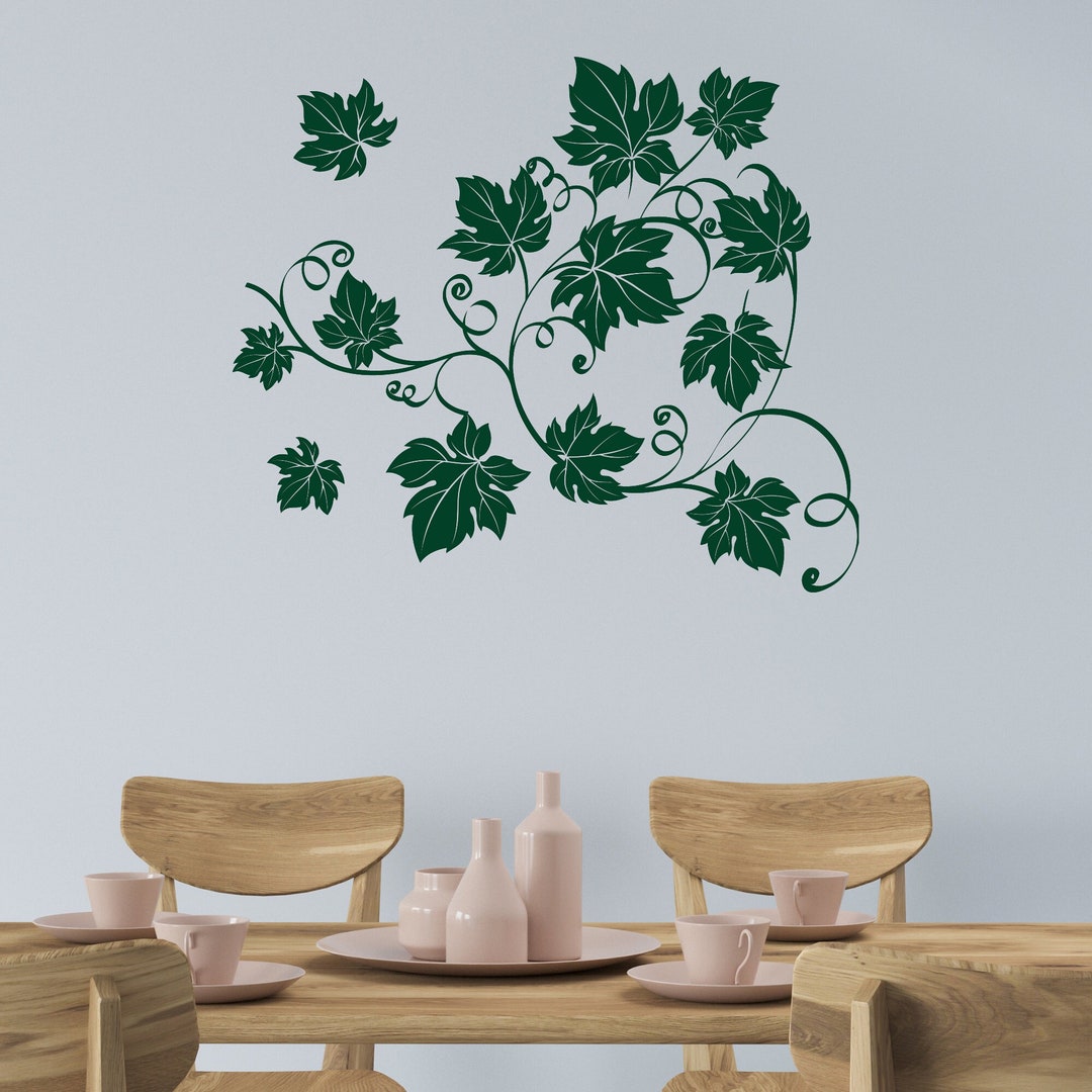 Grapevine Vine Wall Vinyl Decal Leaves Plant Kitchen Dining Room Decor ...