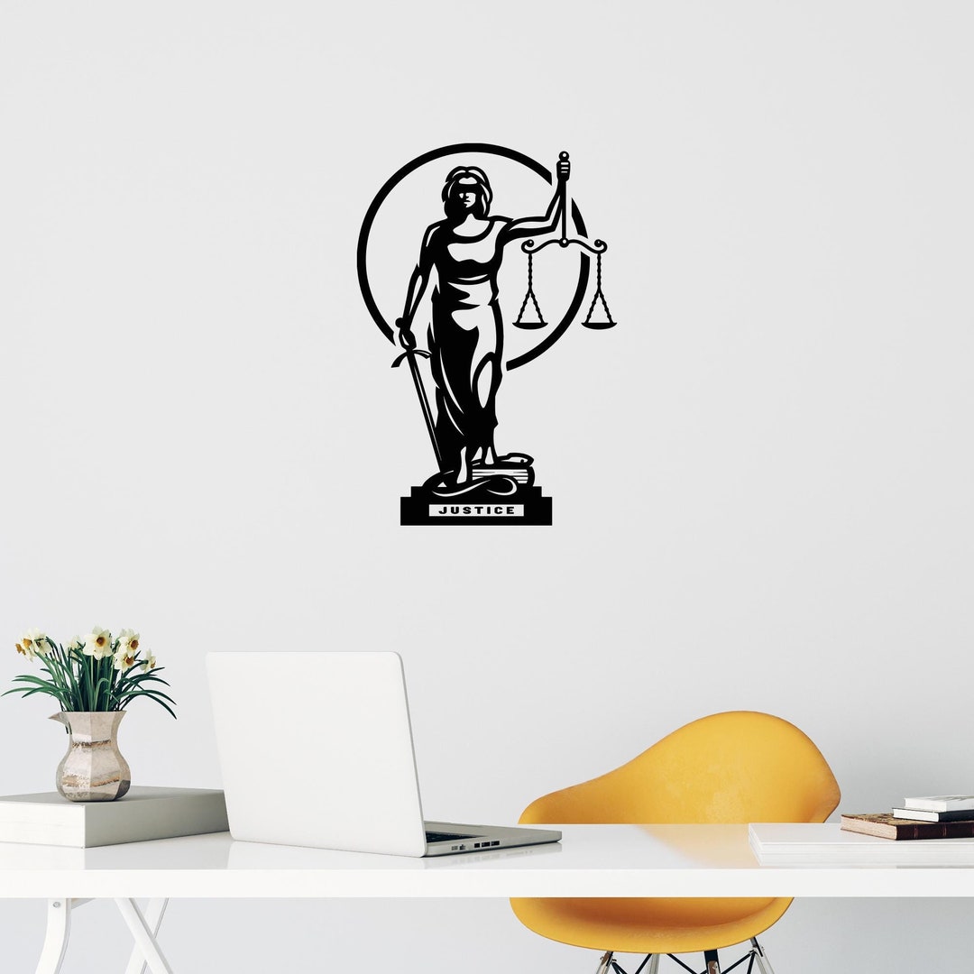 Lady Justice Vinyl Wall Decal Themis Scales Lawyer Office Decor ...