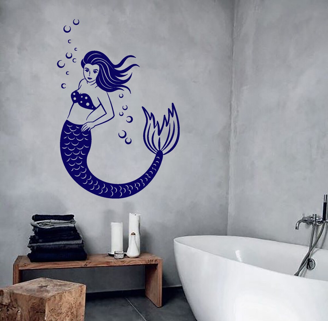 Wall Vinyl Decal Mermaid Beauty Aquatic Sea Creature Water | Etsy