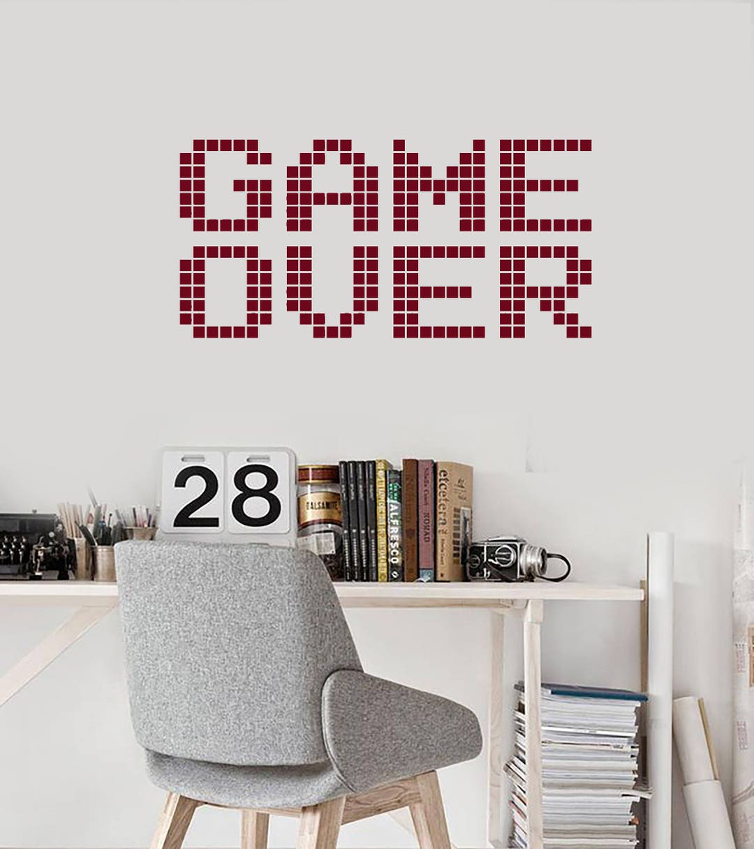 Game Over Vinyl Wall Decal Gaming Art Words Video Games Room Decor ...