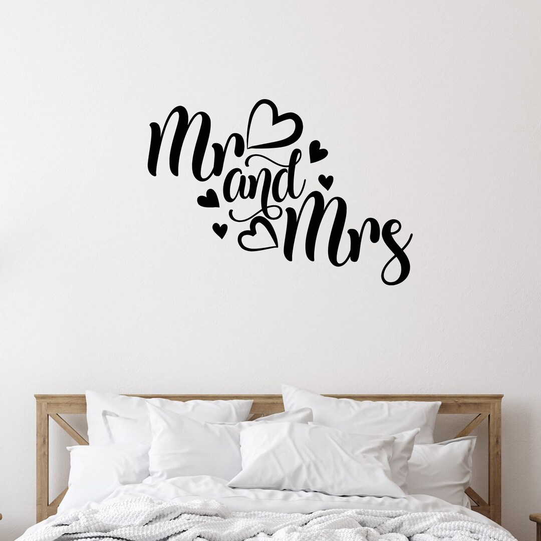 Mr and Mrs Vinyl Wall Decal Logo Love Family Bedroom Decor Stickers ...