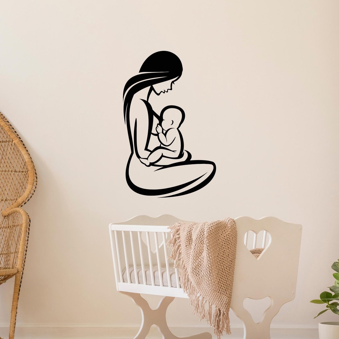 Mother With Baby Vinyl Wall Decal Newborn Breastfeeding Mom Maternity ...