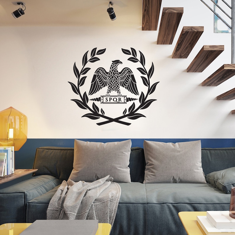 Roman Eagle Vinyl Wall Decal - SPQR Ancient Symbol Roman Empire Home ...