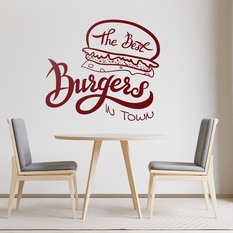 Burger Vinyl Wall Decal: Kitchen, Restaurant Decor (#6170di) - Etsy
