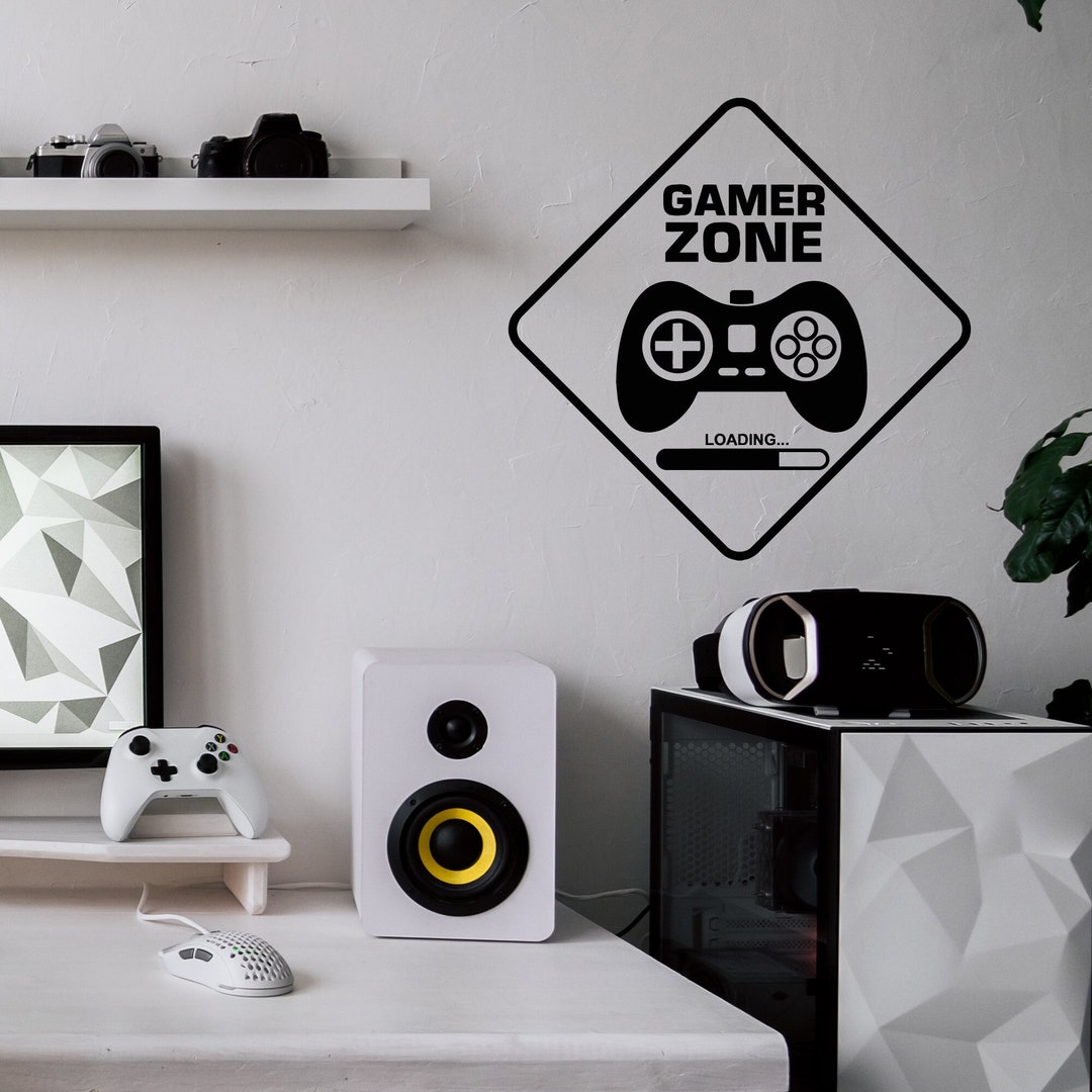 Playroom Vinyl Wall Decal Computer Zone Gaming Joystick Stickers Mural ...