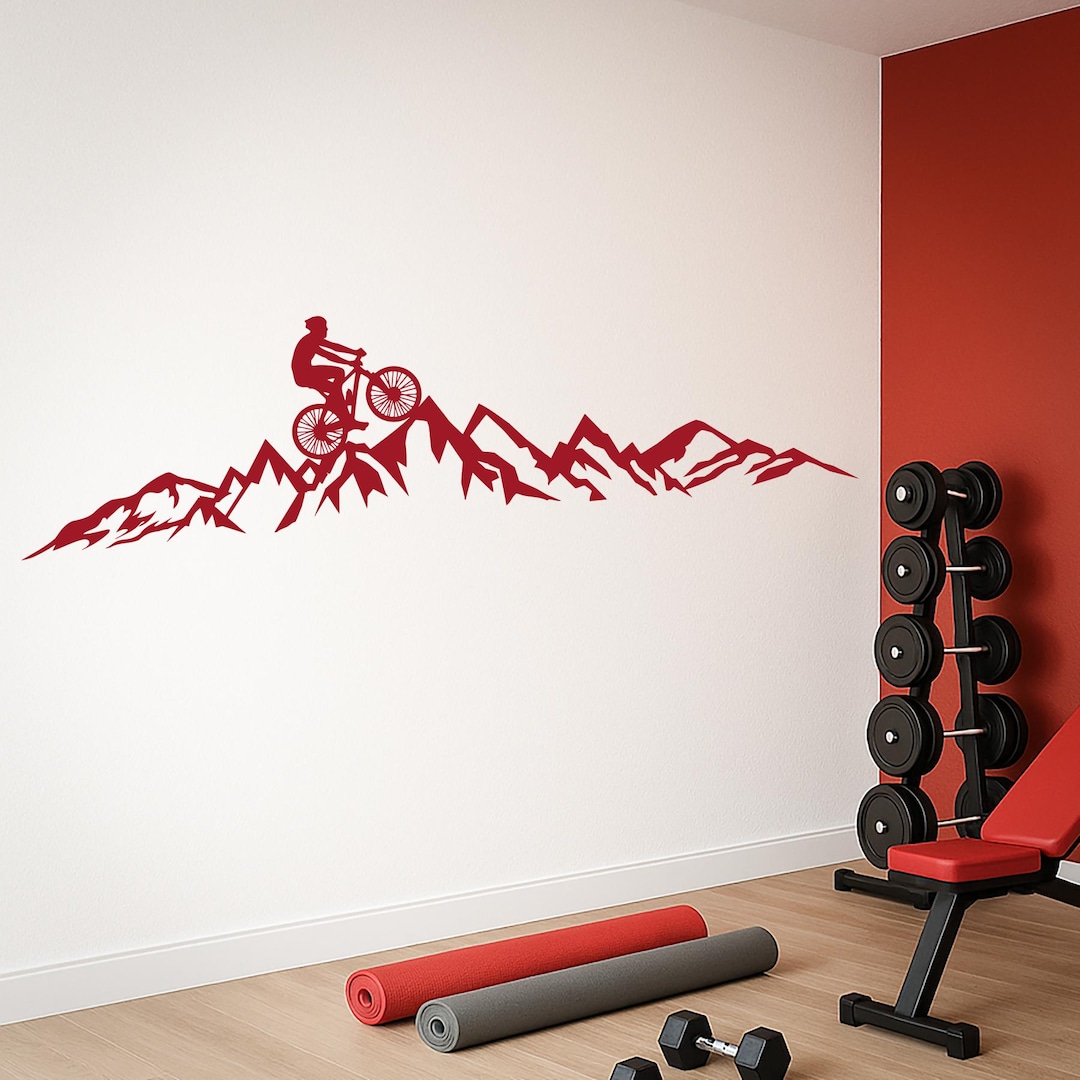 Mountain Bike Wall Decal – Bicycle Vinyl Sticker for Cyclist Bedroom ...