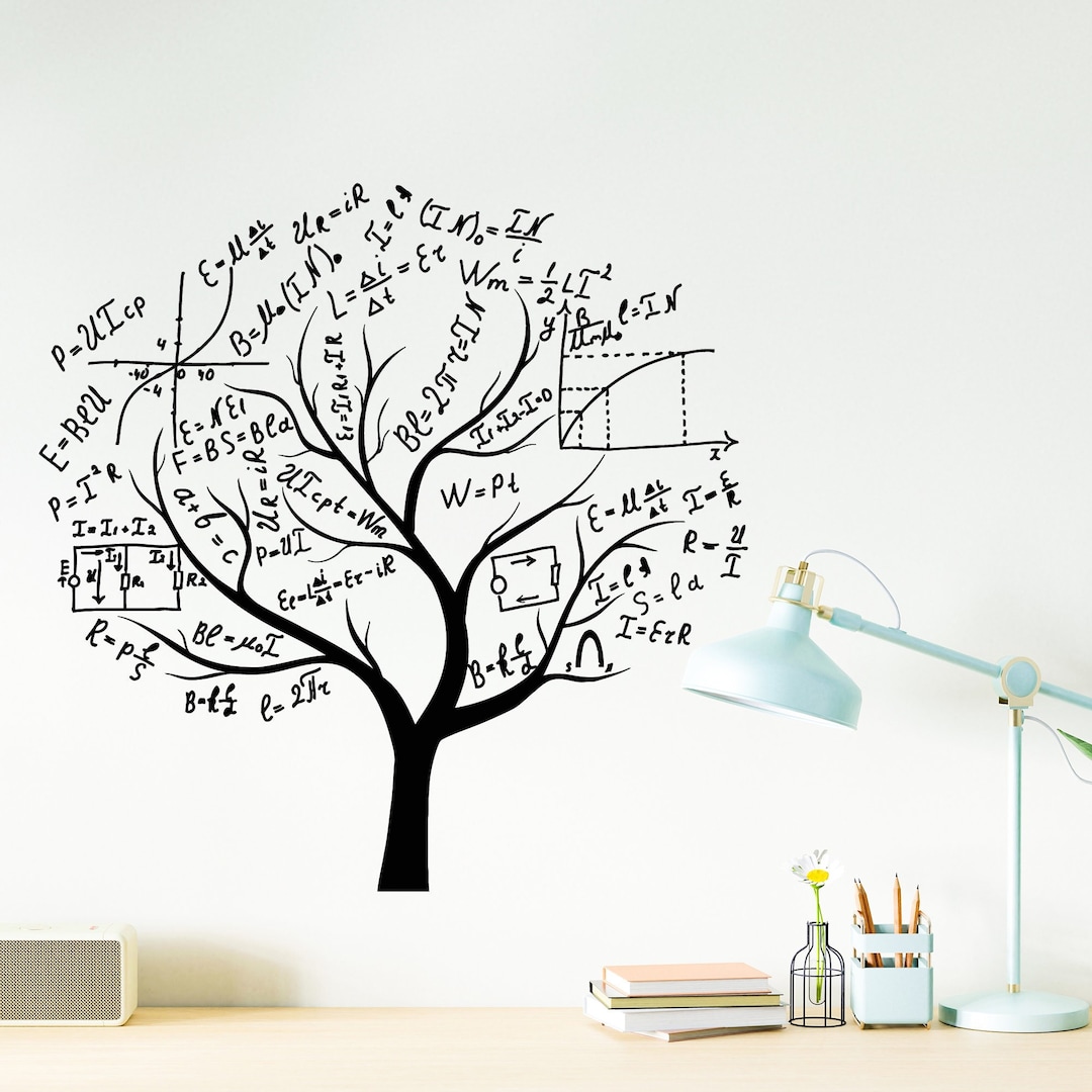 Math Tree Vinyl Wall Decal Brain High School Mathematical Symbols ...