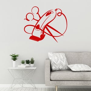 Barbershop Tools Vinyl Wall Decal Hair Salon Scissors Barber Stickers ...