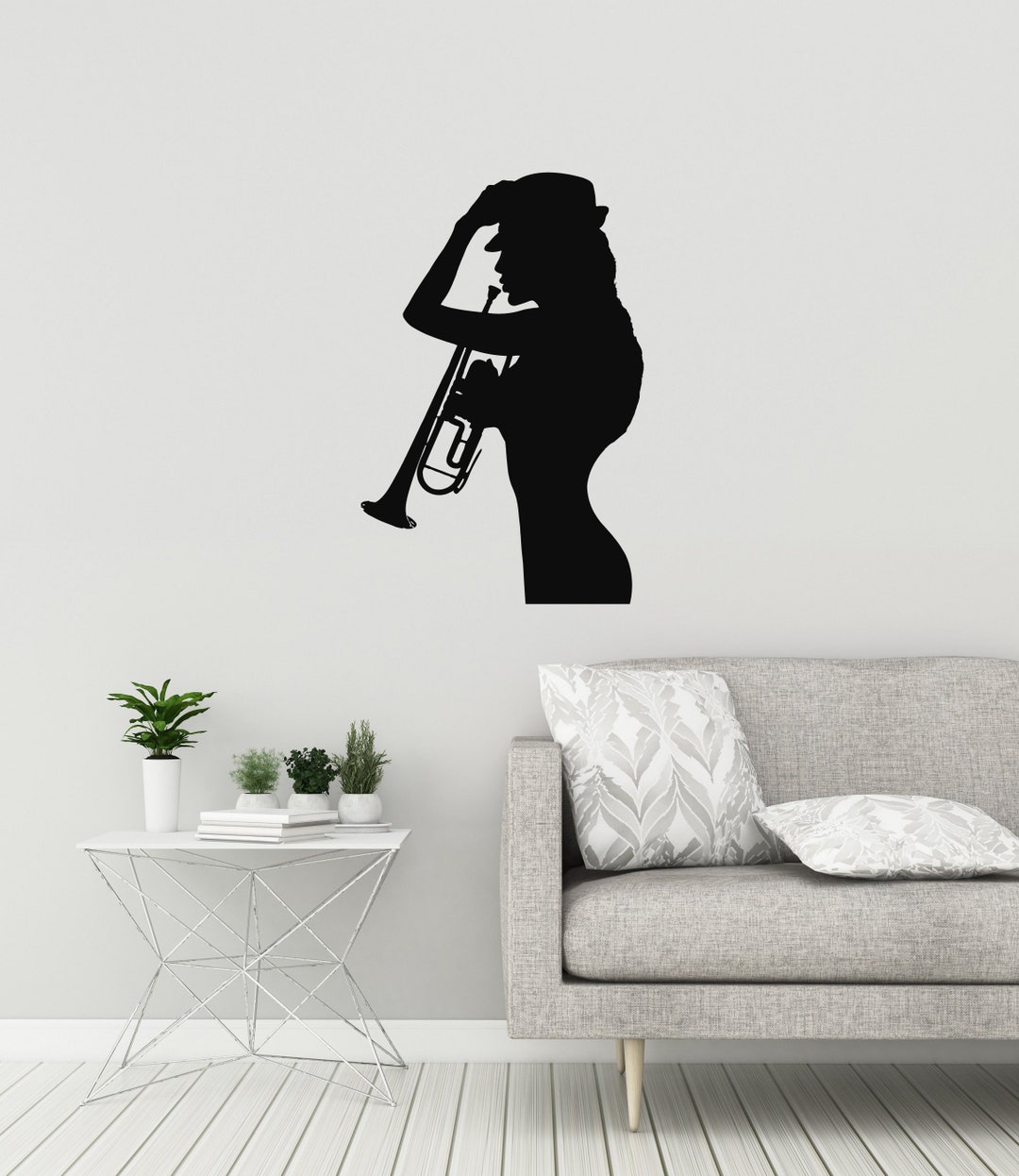 Trumpet Player Vinyl Wall Decal Silhouette Music Lover Room Decor Jazz ...