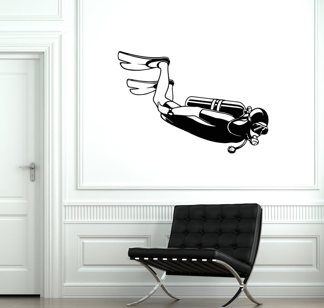Wall Vinyl Decal Diver Diving Water Sport Guaranteed Quality Decor ...