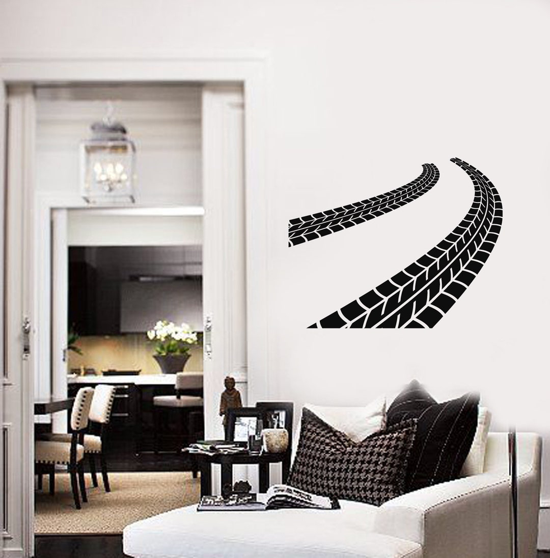 Tire Track Vinyl Wall Decal Garage Decor Home Room Interior Stickers ...