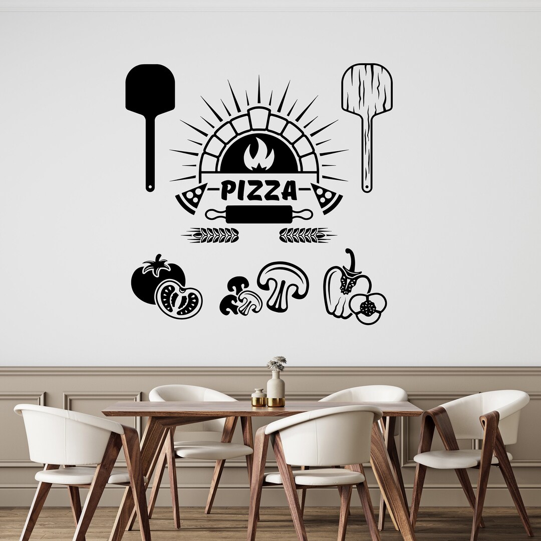 Pizza Vinyl Wall Decal Pizzeria Italian Restaurant Fast Food Dining ...