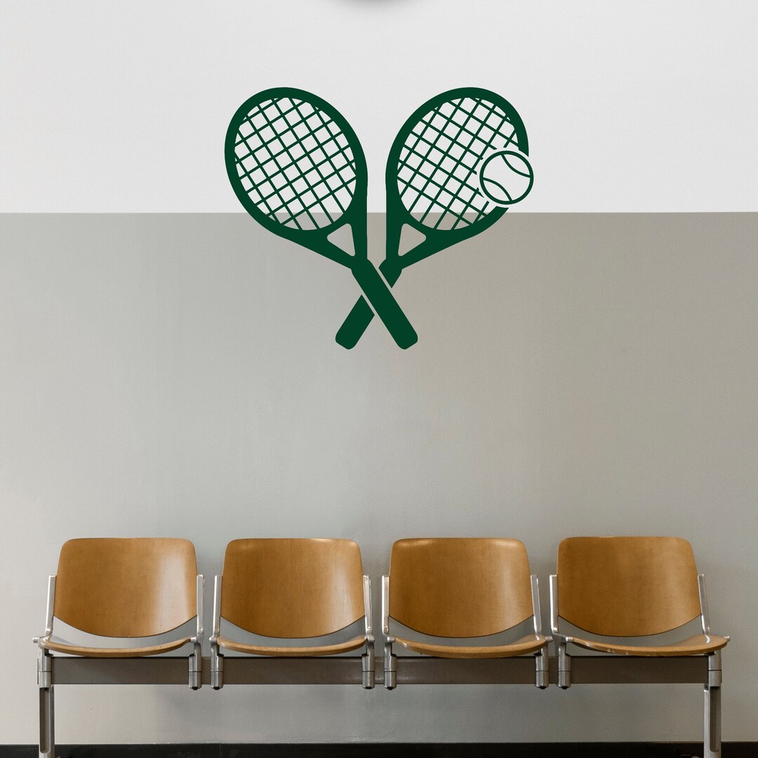 Tennis Rocket Ball Wall Vinyl Decal Sport Club Logo Wimbledon ...