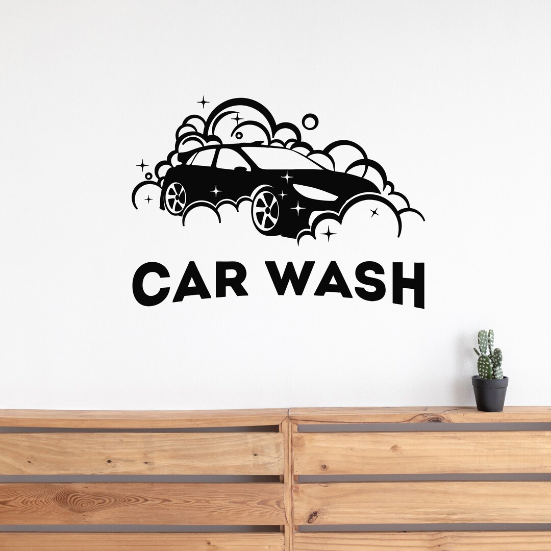 Car Wash Vinyl Wall Decal Auto Cleaning Service Garage Art Decoration ...