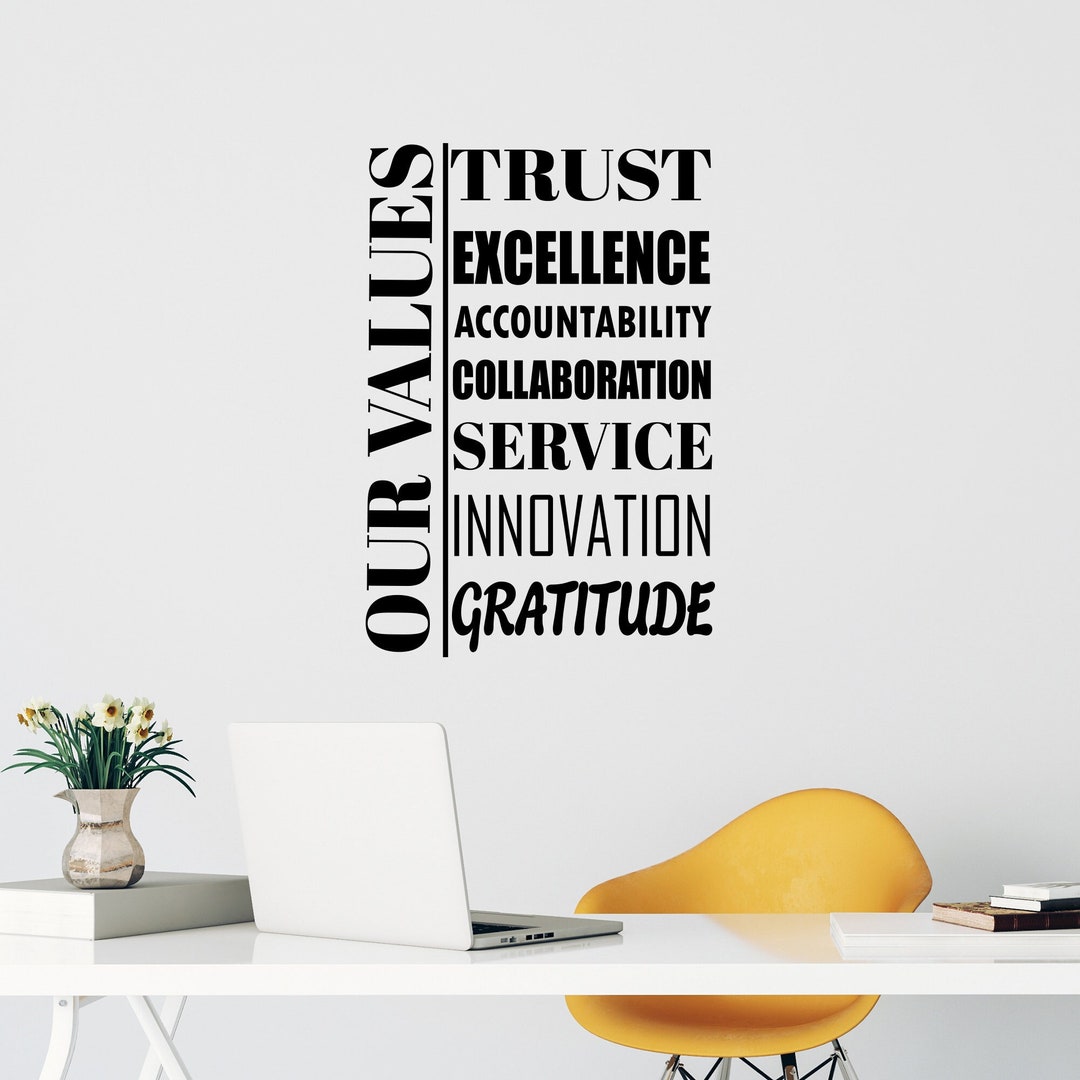 Our Values Wall Decal Teamwork Office Space Decor Business Motivational ...