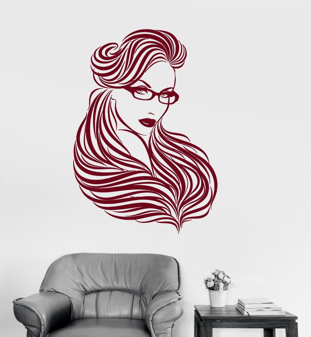Wall Vinyl Decal Hot Sexy Beautiful Girl Woman in Glasses Decor 2341di ...