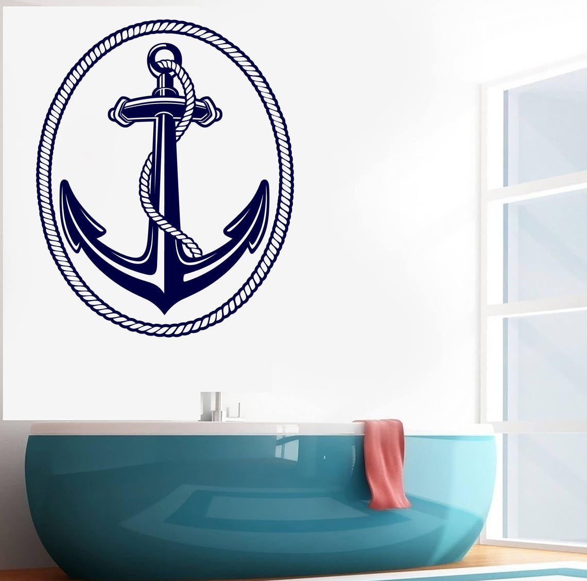 Wall Vinyl Nautical Decal Marine Sailing Anchor Rope Decor for Living ...