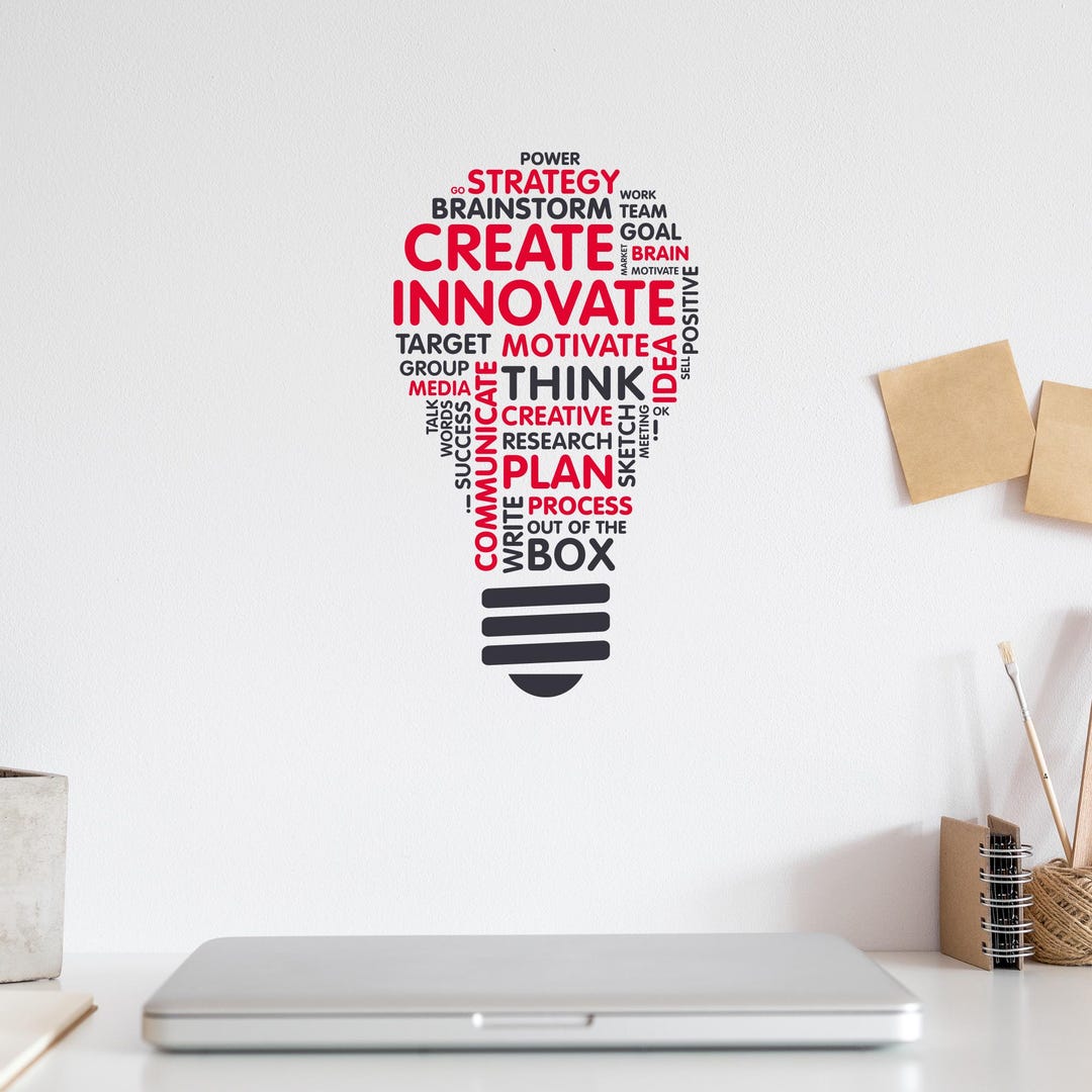 Light Bulb Word Cloud Vinyl Decal: Creative Office Wall Art Dci86 - Etsy UK