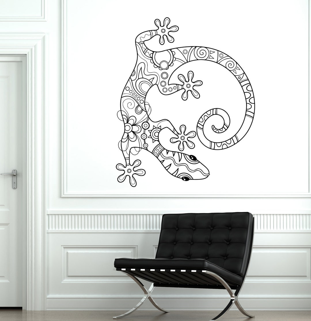 Wall Vinyl Lizard Gecko Animal Ornament Mural Vinyl Decal Sticker ...