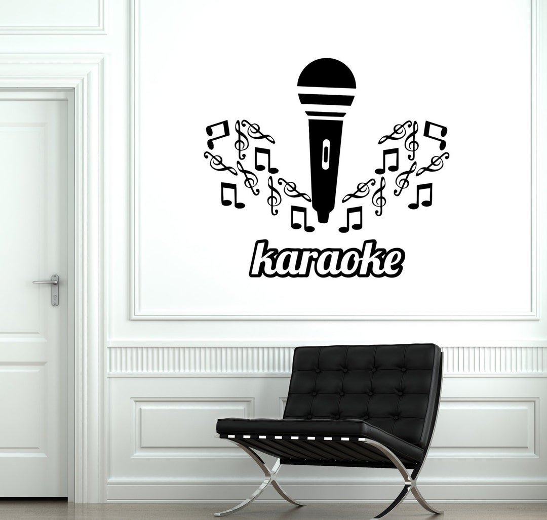 Karaoke Wall Vinyl Decal Music Microphone Notes Cool Vinyl Decor for ...