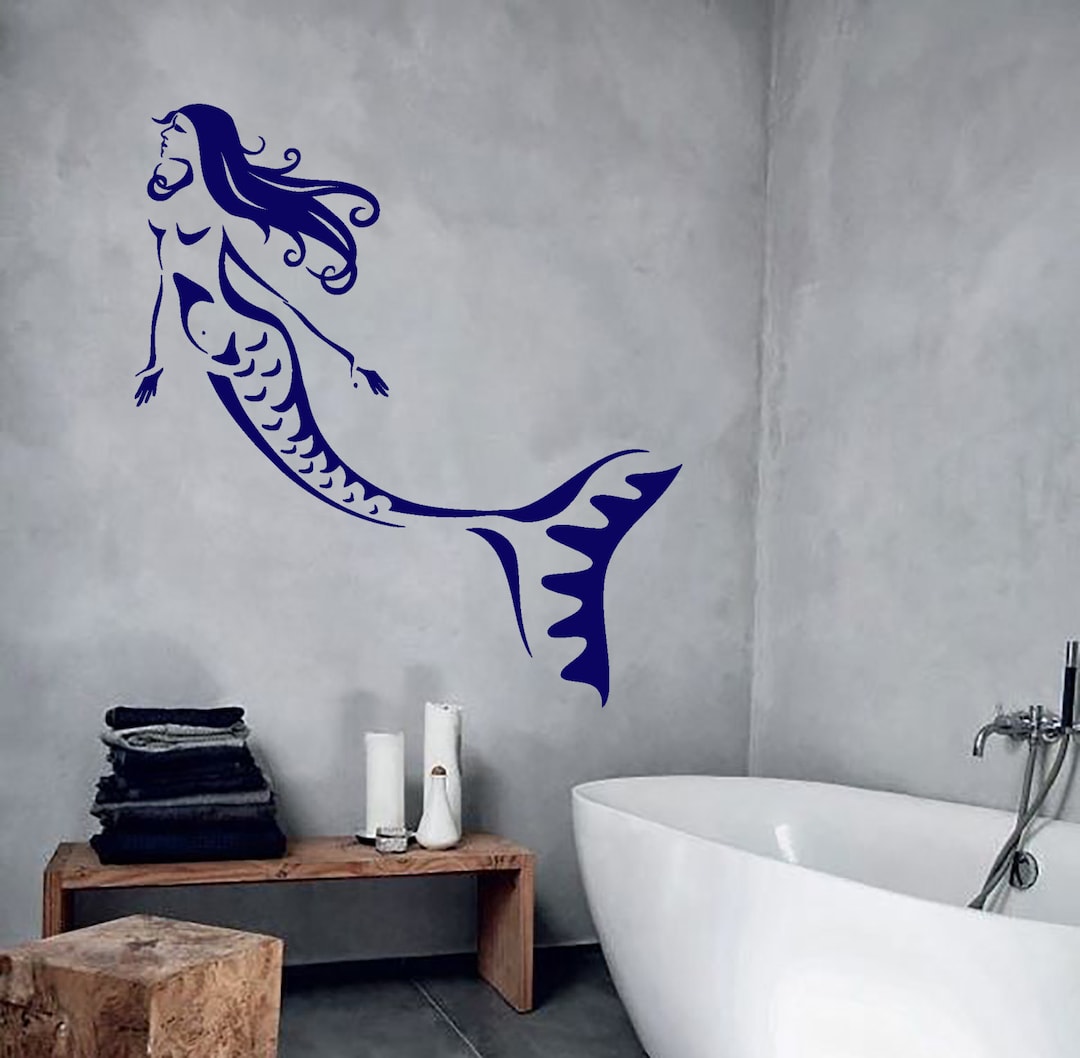 Wall Vinyl Decal Mermaid Beauty Aquatic Creature Sea Ocean Nautical ...