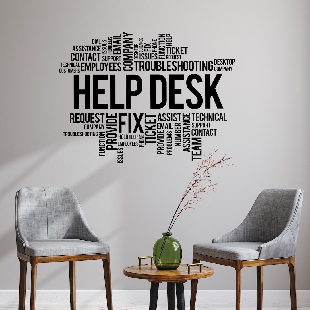 Help Desk Vinyl Wall Decal Business Office Space Decoration Idea Office ...
