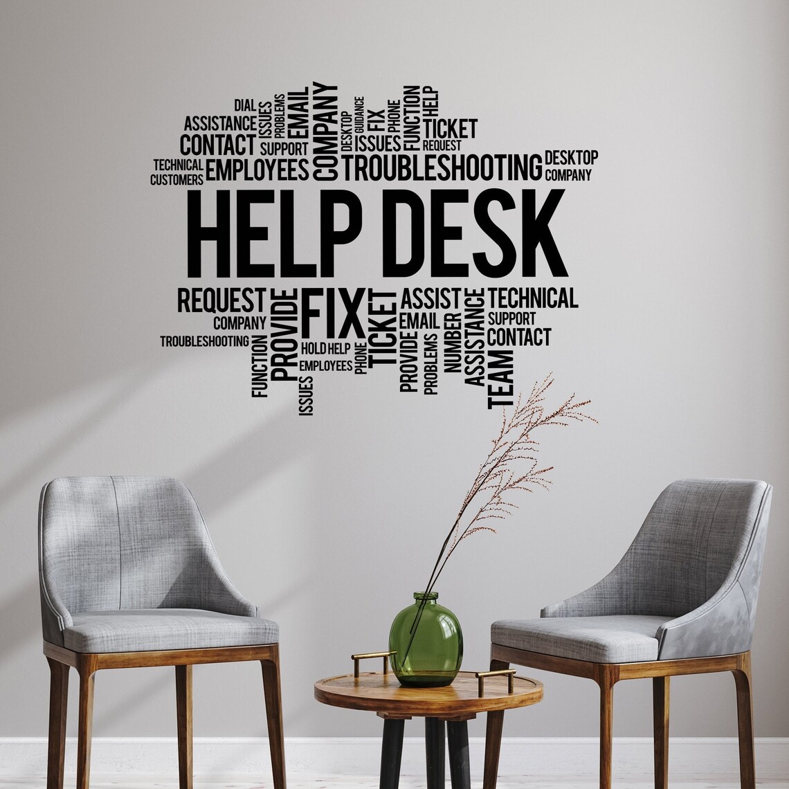 Help Desk Vinyl Wall Decal Business Office Space Decoration Idea Office ...