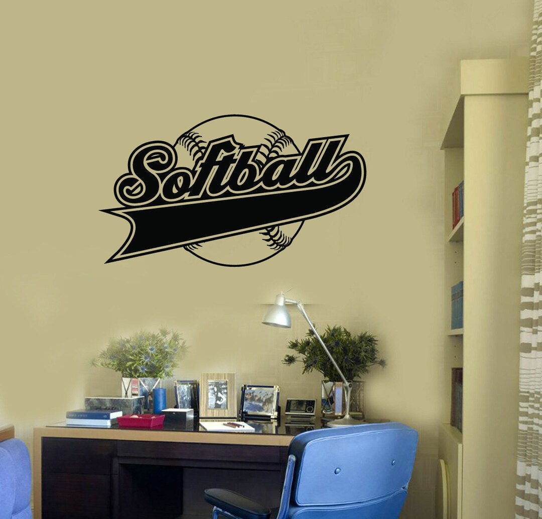 Softball Vinyl Wall Decal Ball Sports Room Decoration Teen Bedroom ...