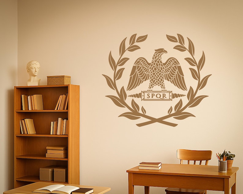 Roman Eagle Vinyl Wall Decal - SPQR Ancient Symbol Roman Empire Home ...