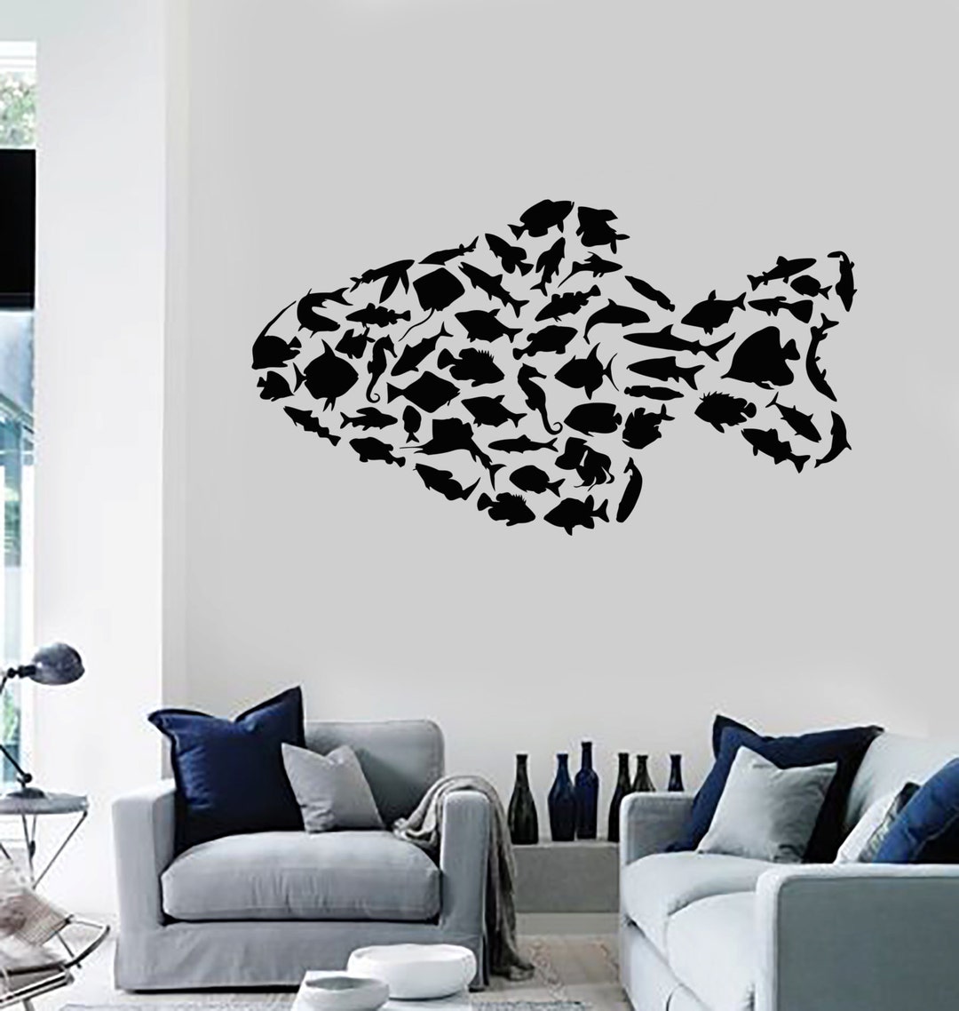 Wall Vinyl Decal Fish Ocean Sea Lake Fisherman Decor 2339di - Etsy