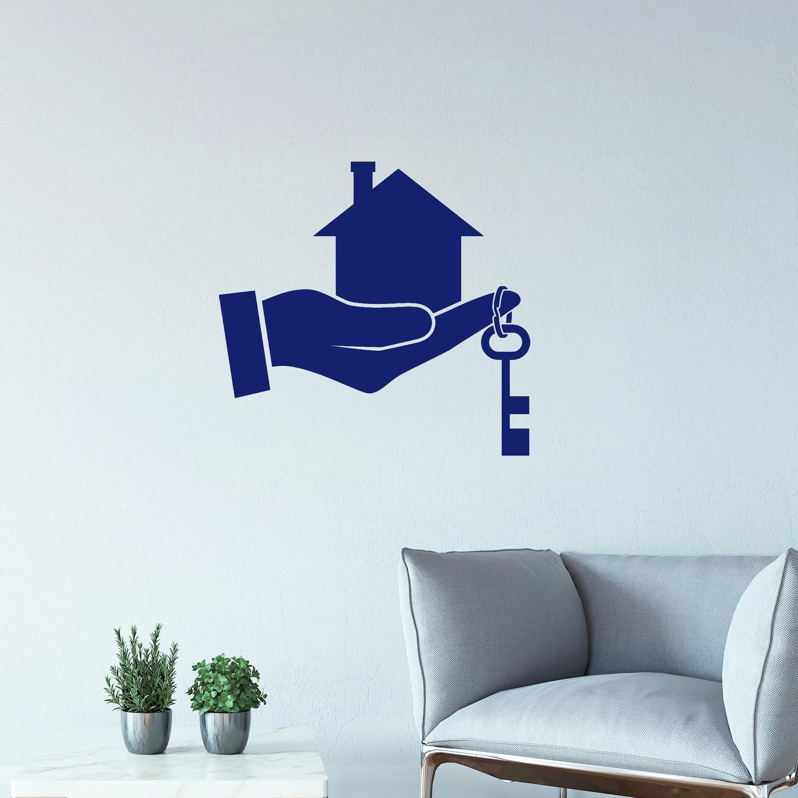 House and Key Vinyl Wall Decal Real Estate Agency Agent Office ...