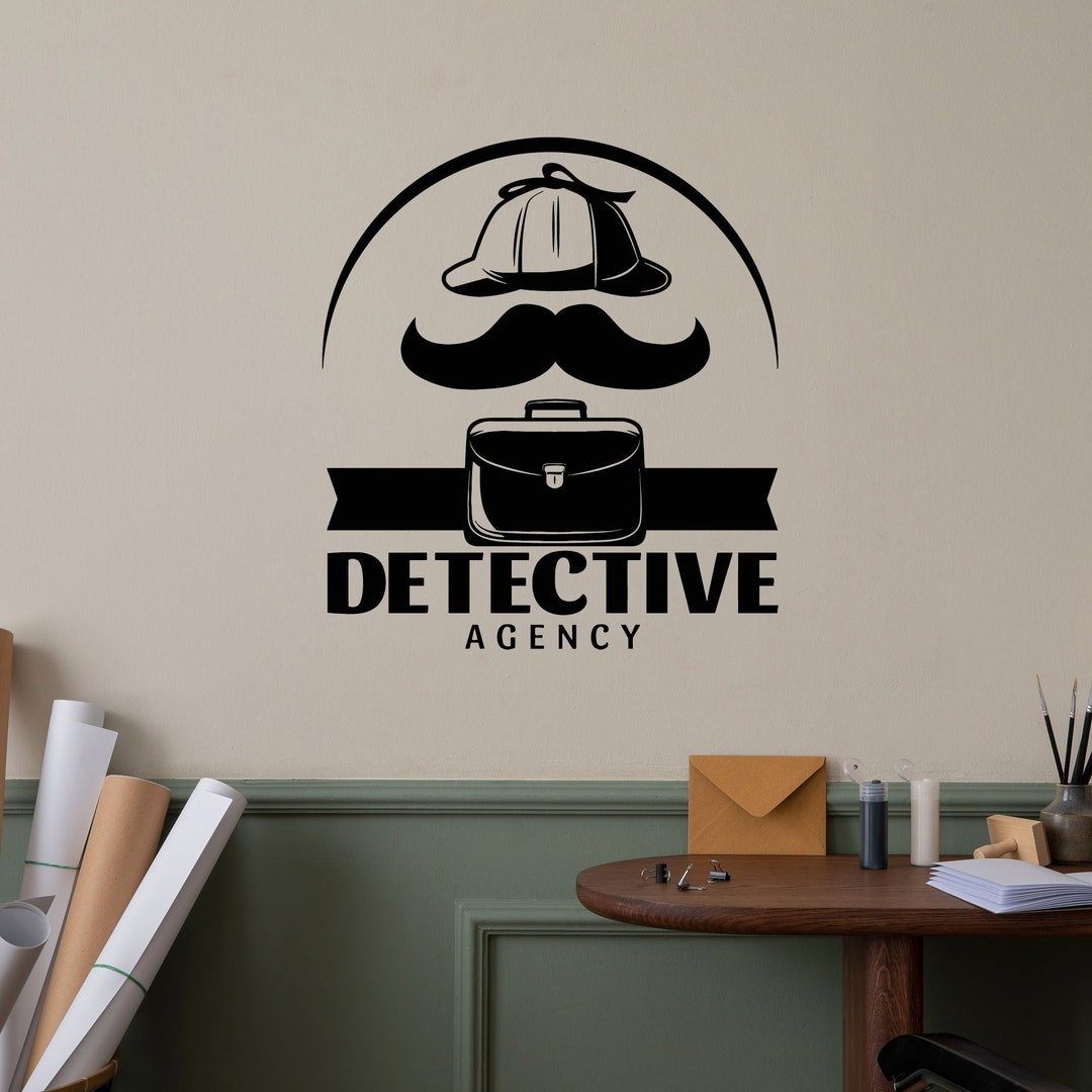 Detective Agency Vinyl Wall Decal Investigation Agent Mustache Hat ...