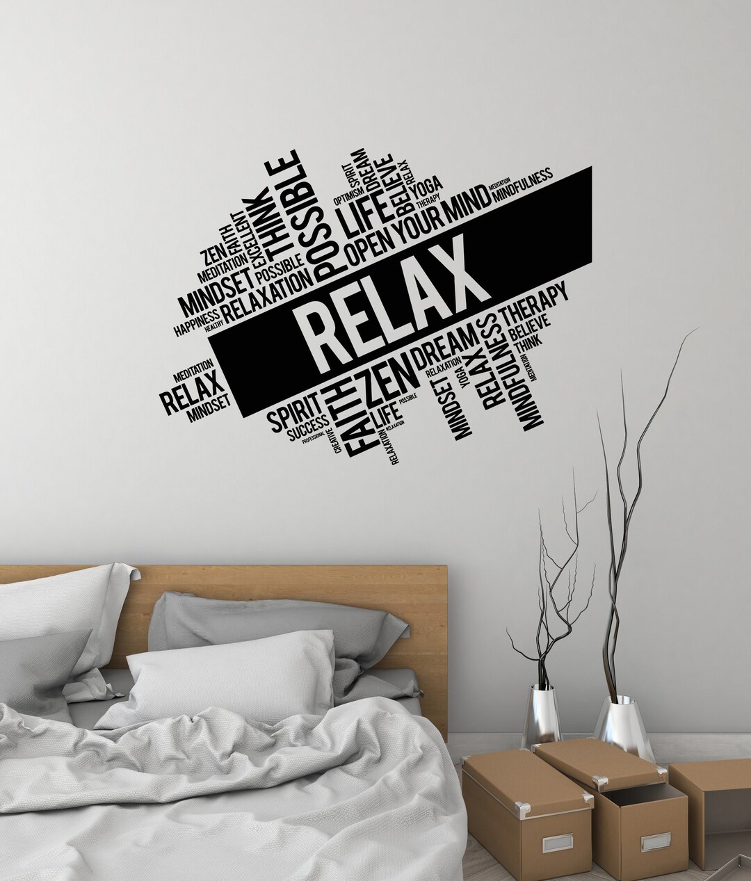 Relax Vinyl Wall Decal Words Cloud Zen Meditation Room Spa Massage ...