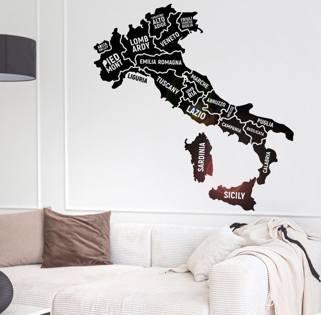 Wall Decal Map Italy Europe Vinyl Interior Z4961 - Etsy
