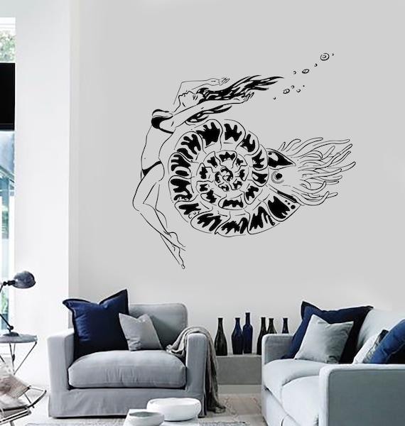 Wall Vinyl Decal Underwater Shell Nautical Sea Marine Decor | Etsy