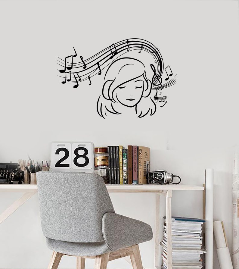 Musical Girl Vinyl Wall Decal Music Teen Room Decor Art - Etsy