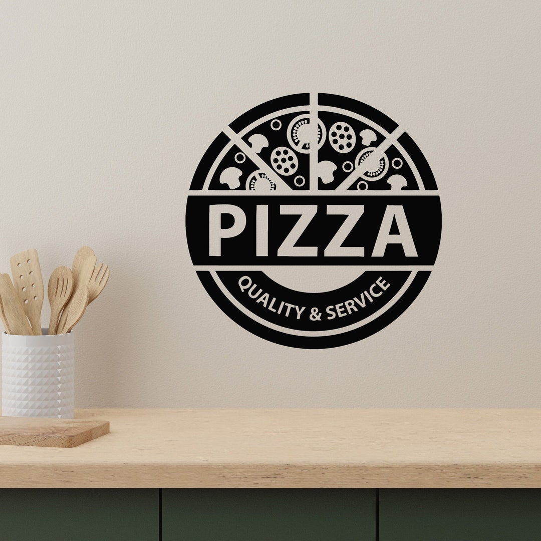 Pizza Slice Vinyl Wall Decal Italian Food Restaurant Pizzeria Stickers ...