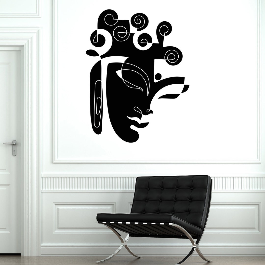 Buddha Face Vinyl Wall Decal Buddhism Meditation Room Zen - Etsy