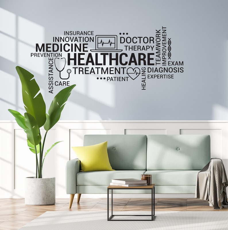 Healthcare Vinyl Wall Decal Health Wellness Words Cloud Clinic Hospital ...