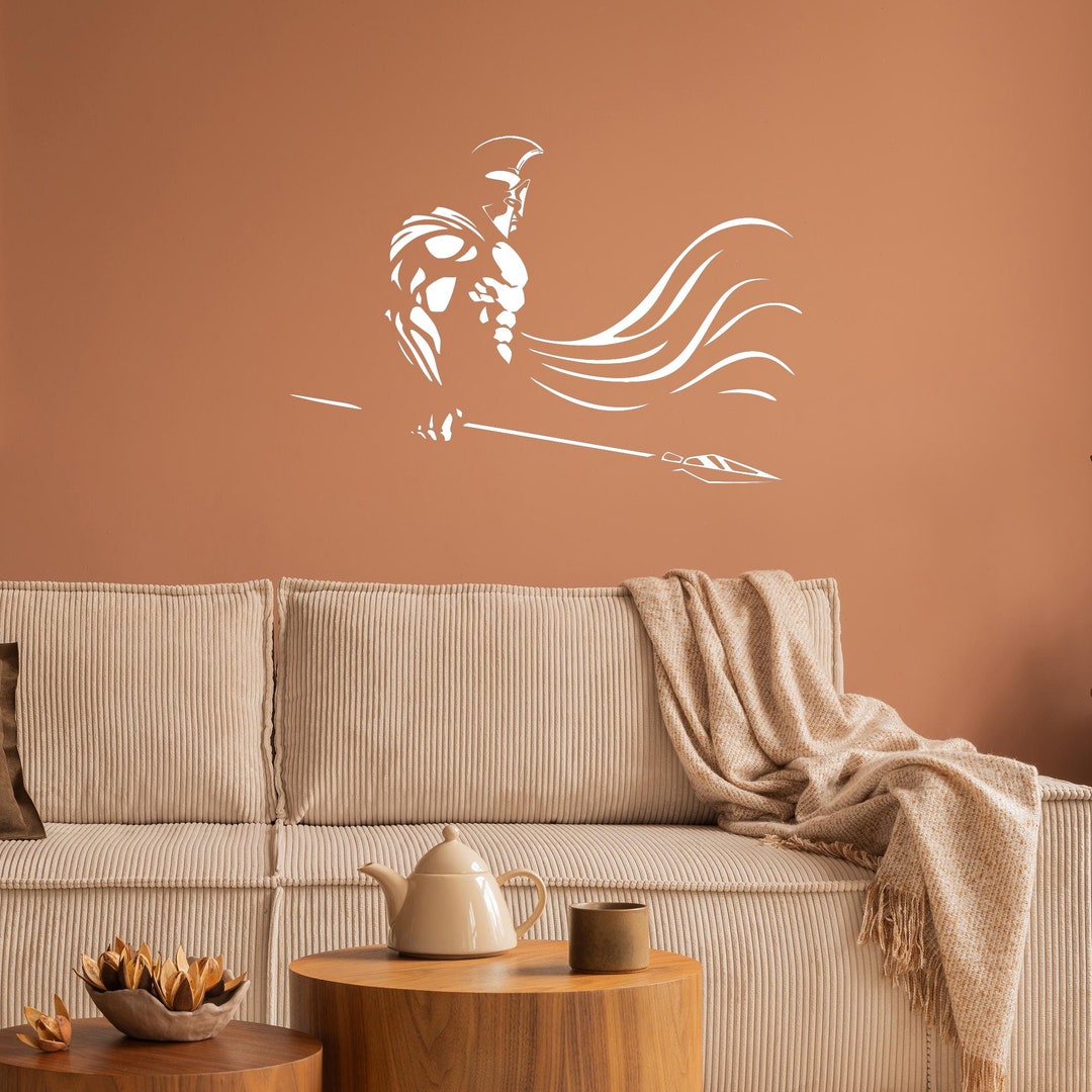 Spartan Vinyl Wall Decal Warrior Ancient World History Man Cave Decor ...