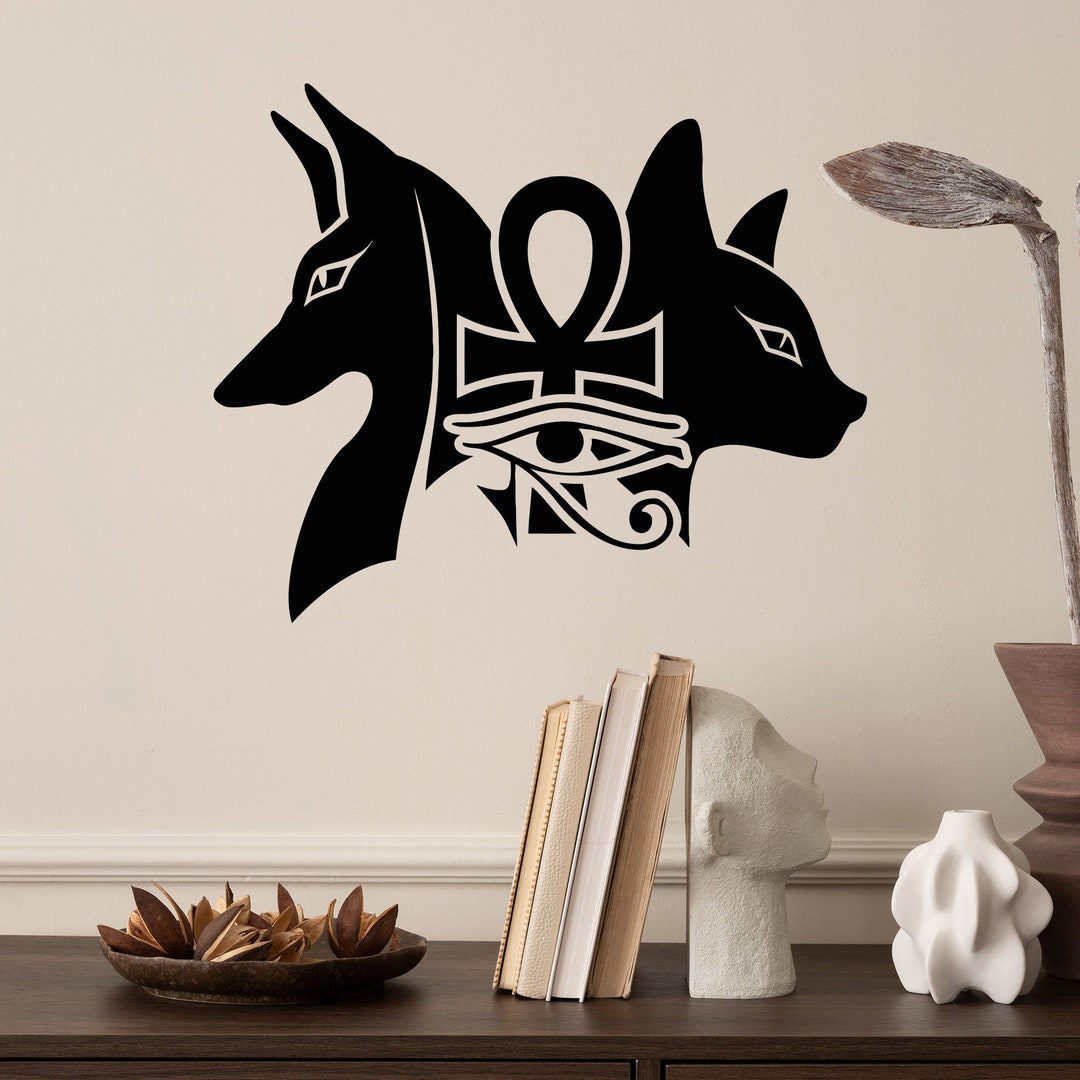 Ancient Egyptian Gods Wall Vinyl Decal Anubis Bastet Ankh Eye of Horus ...